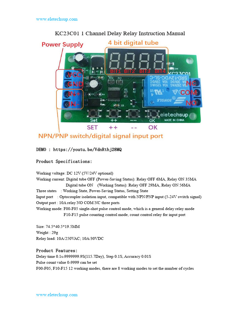 KC23C01 1 Channel Delay Relay Instruction Manual | PDF | Bipolar ...