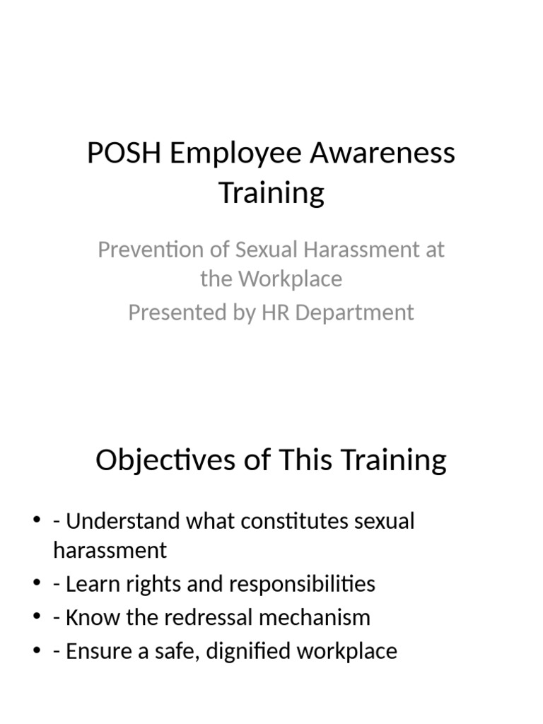 POSH Training: Workplace Harassment Awareness | PDF | Sexual Harassment ...