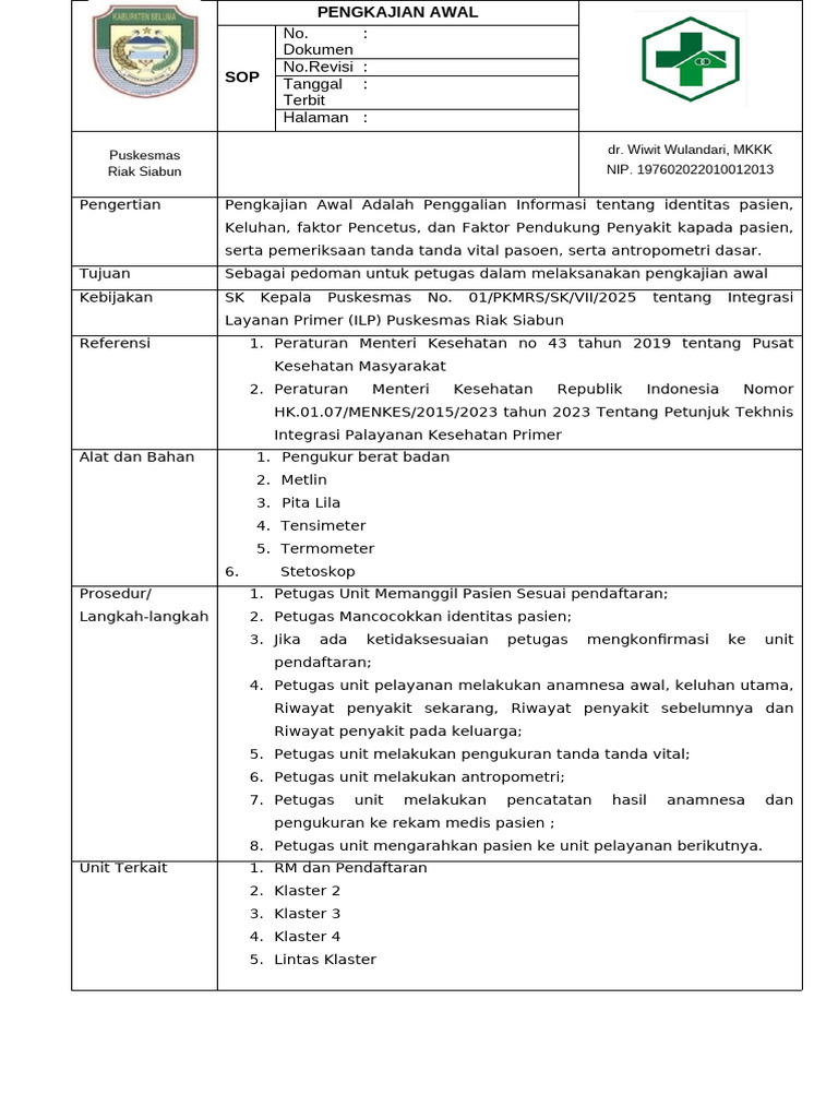 SOP Pengkajian & TTV | PDF