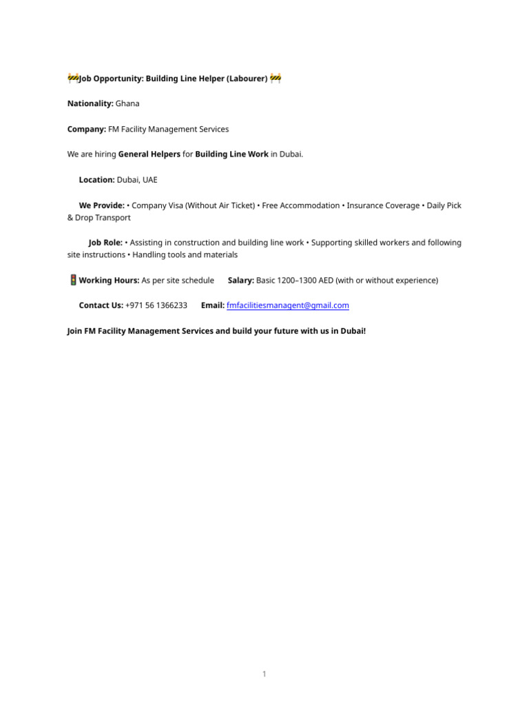 Building Helper Job PDF | PDF