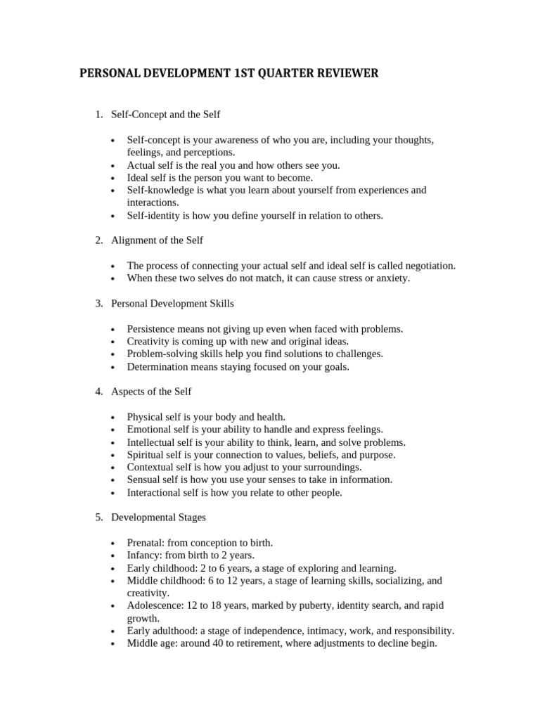 Personal Development Reviewer | PDF | Self Concept | Adolescence