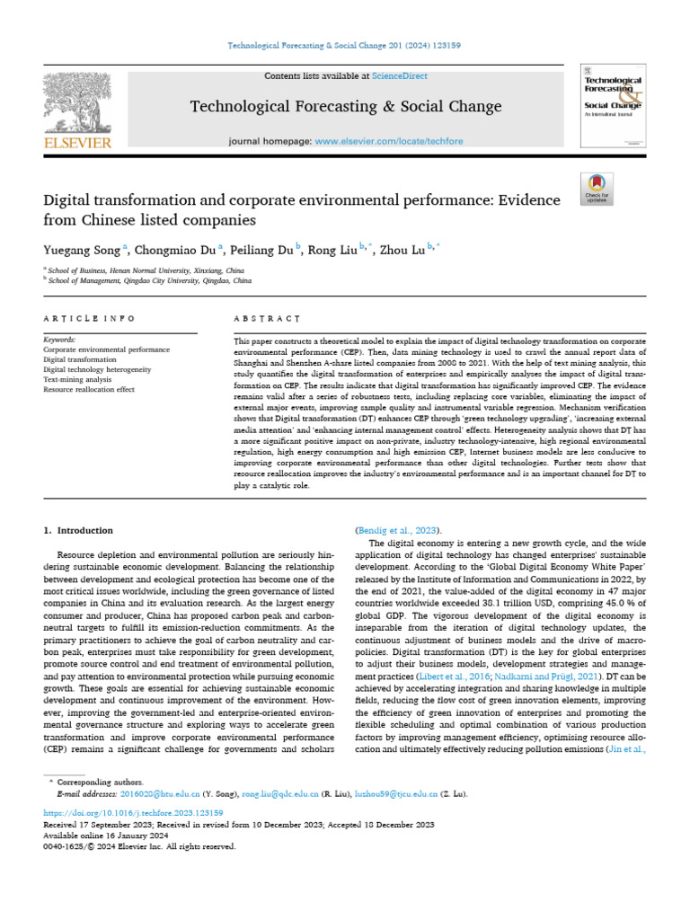 Digital Transformation and Corporate Environmental Performance ...