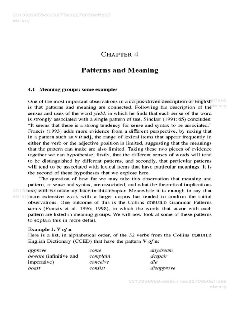 Pattern Grammar Patterns and Meaning | PDF | All Rights Reserved ...