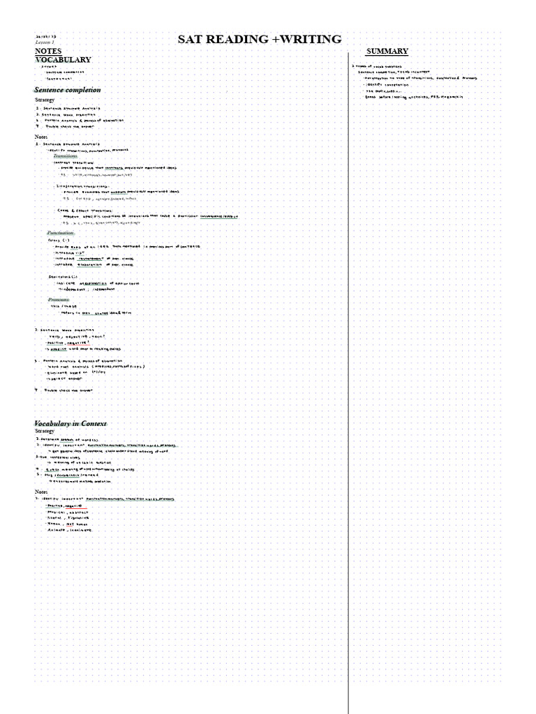 Reading +writing Review Notes | PDF