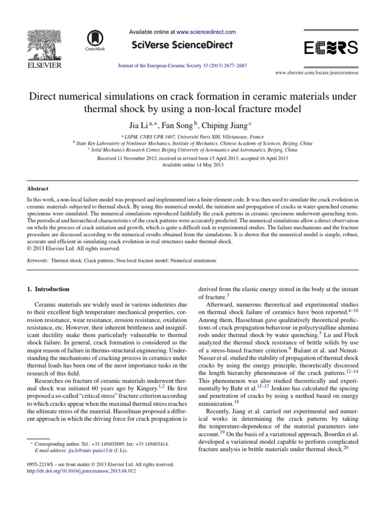 Direct Numerical Simulations On Crack Formation in Ceramic Materials ...