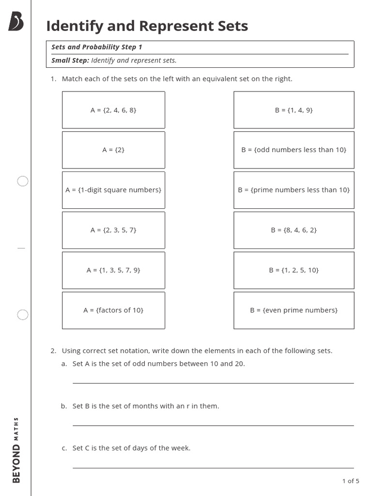 Small Step 1 - Identify and Represent Sets | PDF | Prime Number ...