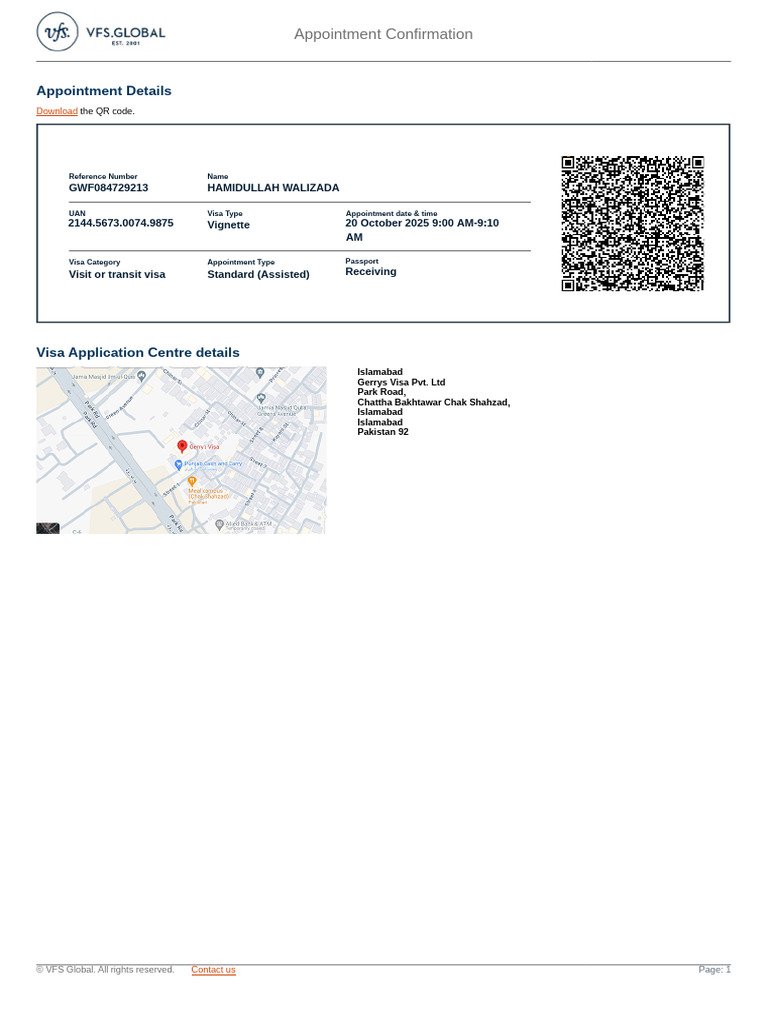 Appointment Confirmation for Visa Application | PDF | Government And ...