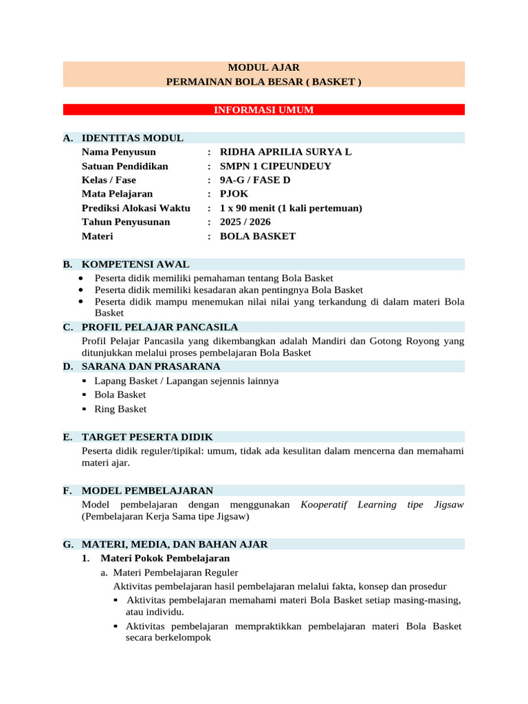 Modul Ajar Pembelajaran Jigsaw_Ridha | PDF