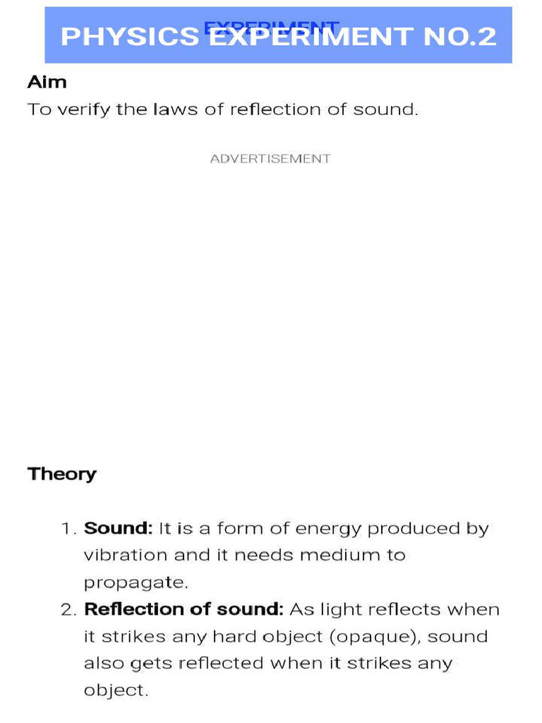 Reflection of Sound Experiment Guide | PDF | Reflection (Physics) | Sound