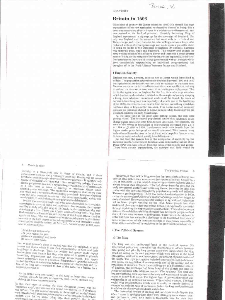 Britain in 1603: Society and Challenges | PDF | Economies