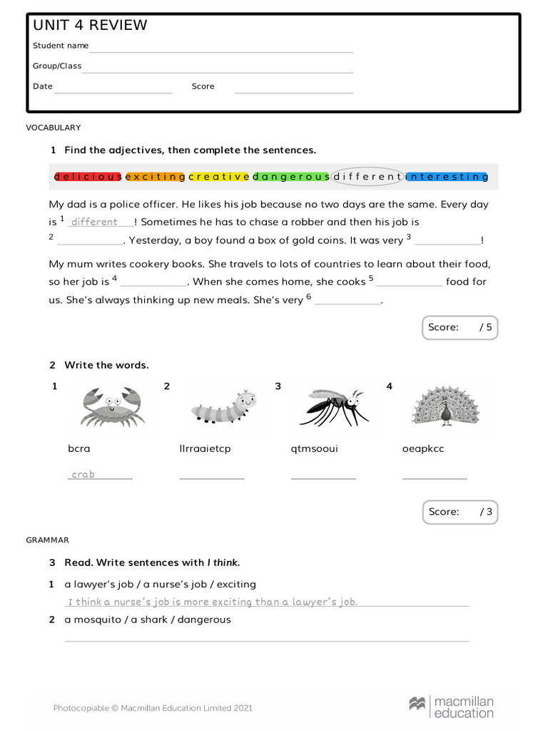 Unit 4 Review: Adjectives and Comparisons | PDF