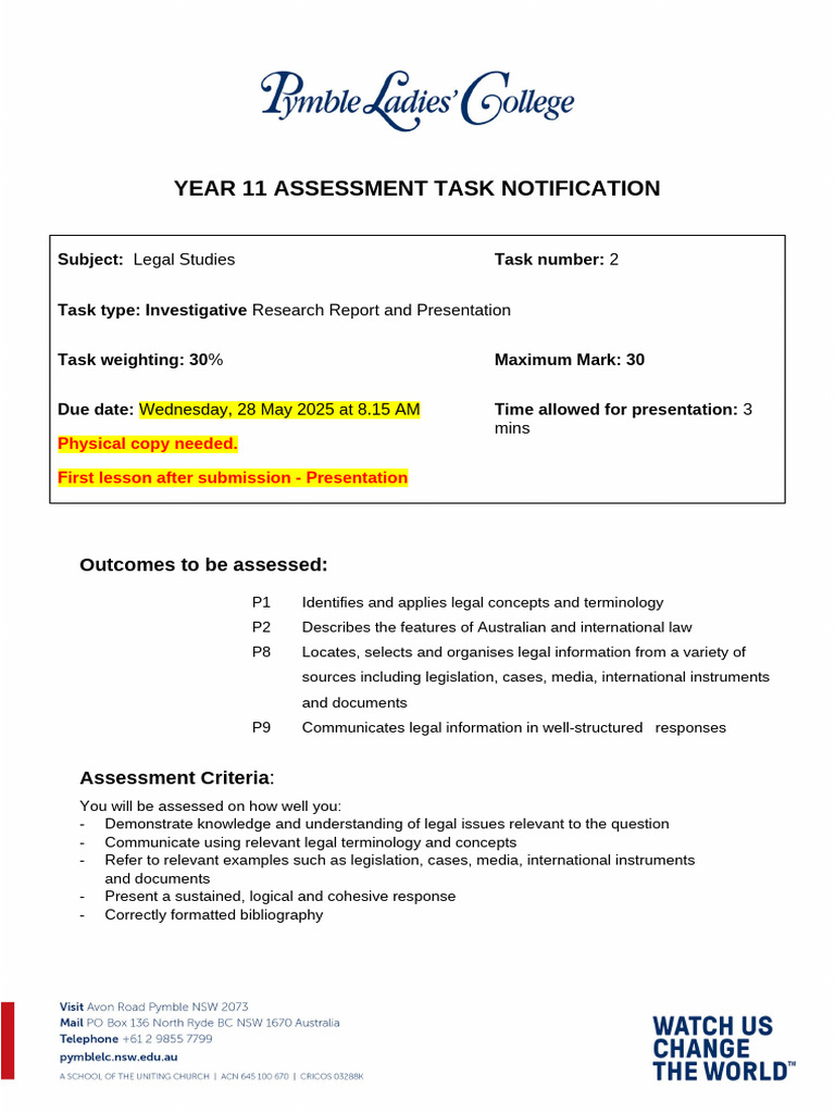 Year 11 Legal Studies Assessment Task | PDF | Learning