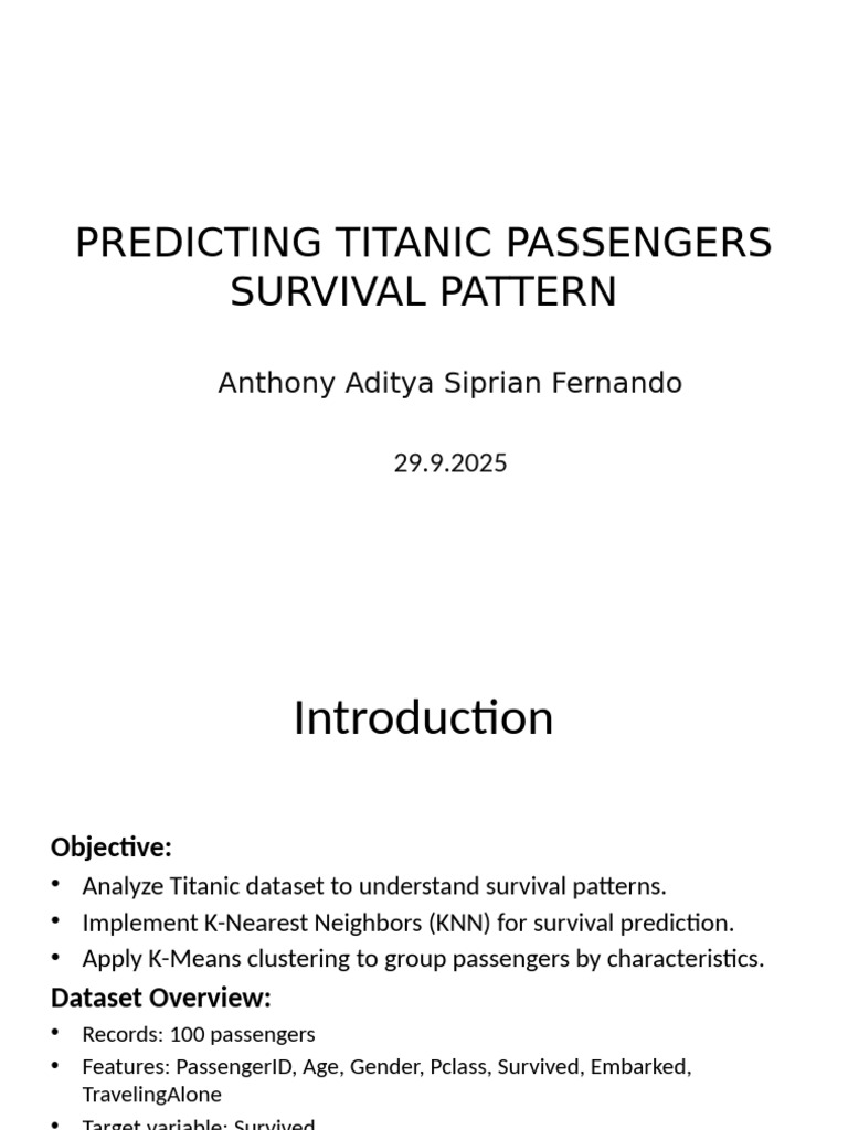Predicting Titanic Passengers Survival Pattern | PDF | Cluster Analysis ...