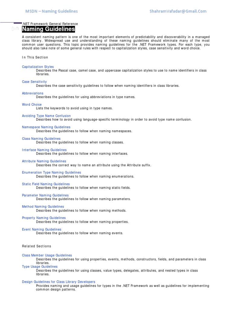 Naming Guidelines Msdn Pdf C Sharp Programming Language
