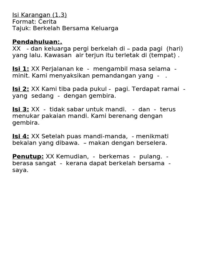 Karangan Berkelah Keluarga di Air Terjun | PDF