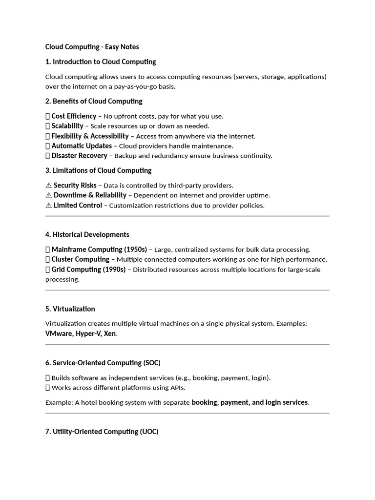 Computing Paradigm and Cloud Computing Notes | PDF | Virtualization ...