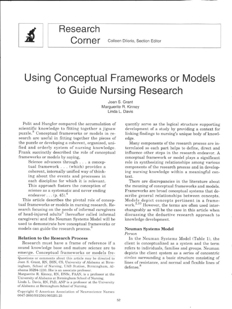 Using Conceptual Frameworks or Models To | PDF