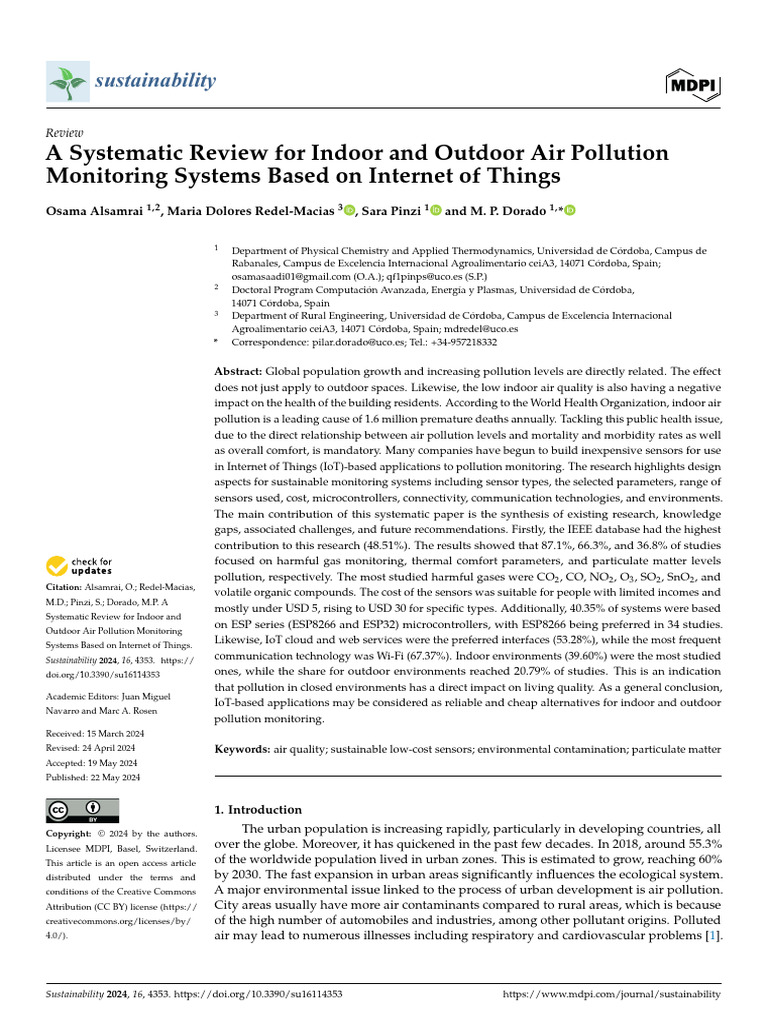 IoT-Based Air Pollution Monitoring Review | PDF | Systematic Review ...