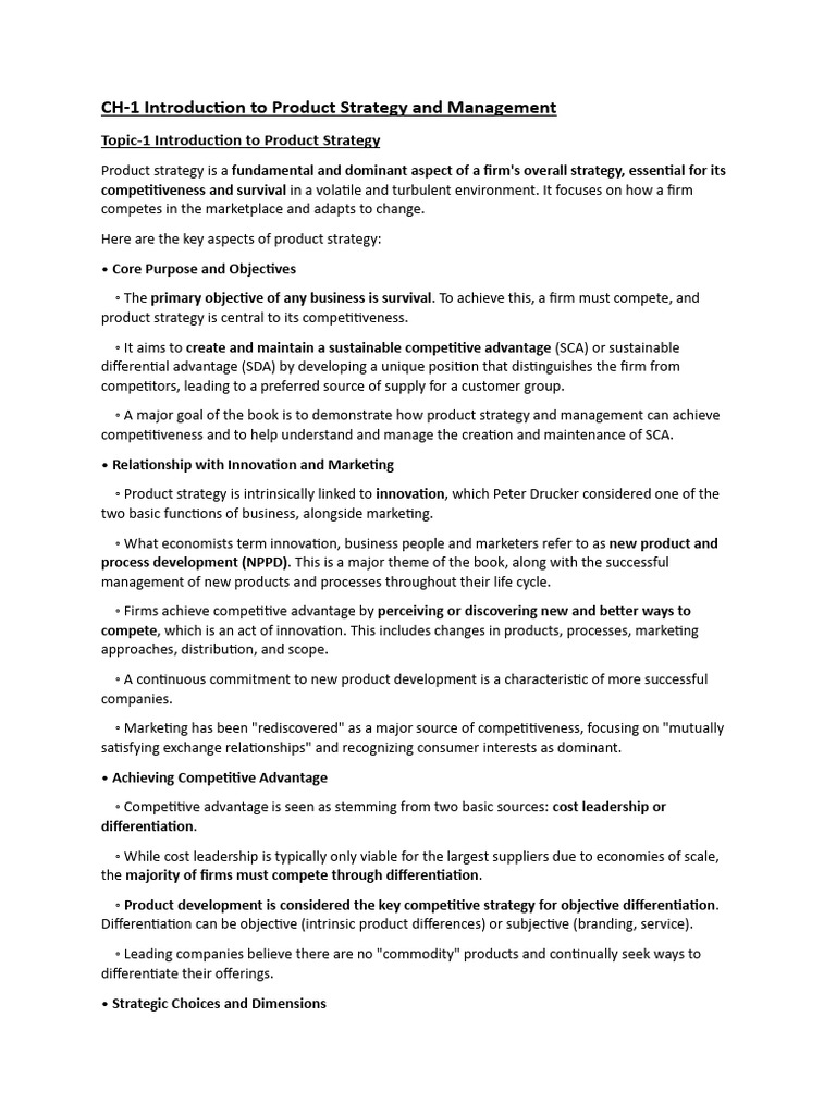 Product Development - CH-1 and CH-2 | PDF | Marketing | Competitive ...