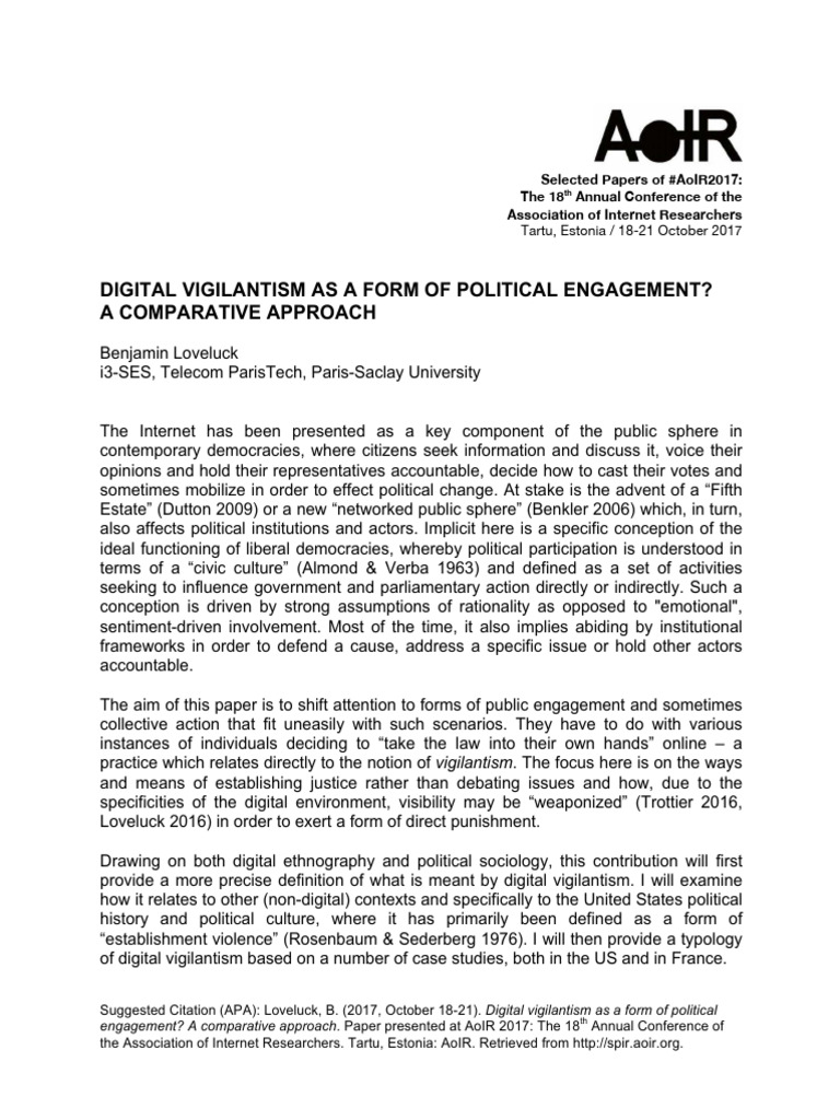 Digital Vigilantism in Political Engagement | PDF | Ethnography ...