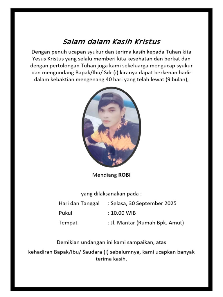 Undangan 40 Hari Robi | PDF