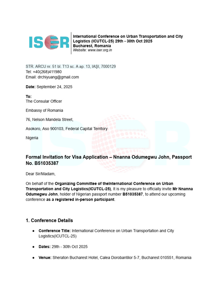 Nnanna - ISER Conference Invitation Letter | PDF | Government And ...