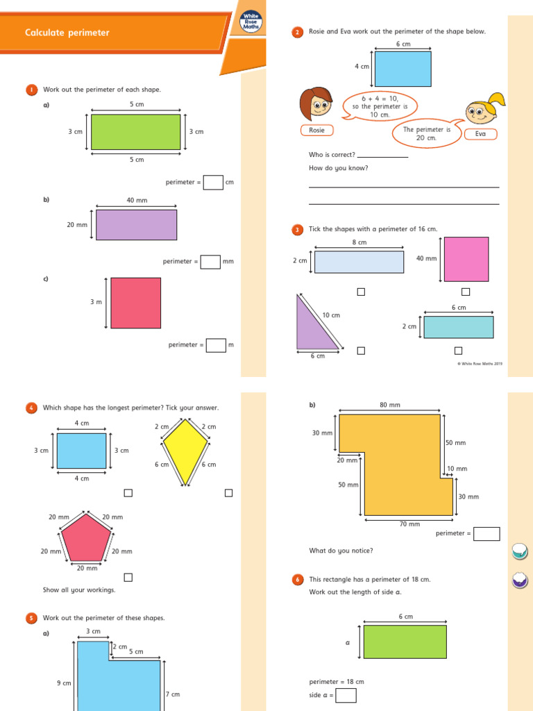 Perimeter Calculation Exercises | PDF | Elementary Geometry | Euclidean ...