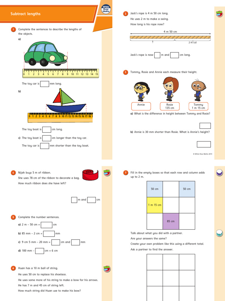 Lesson 2 Subtract Lengths 2019 | PDF