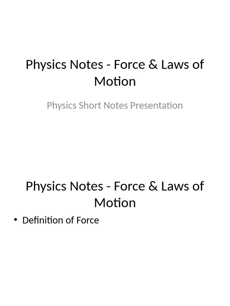 Force & Laws of Motion Notes | PDF
