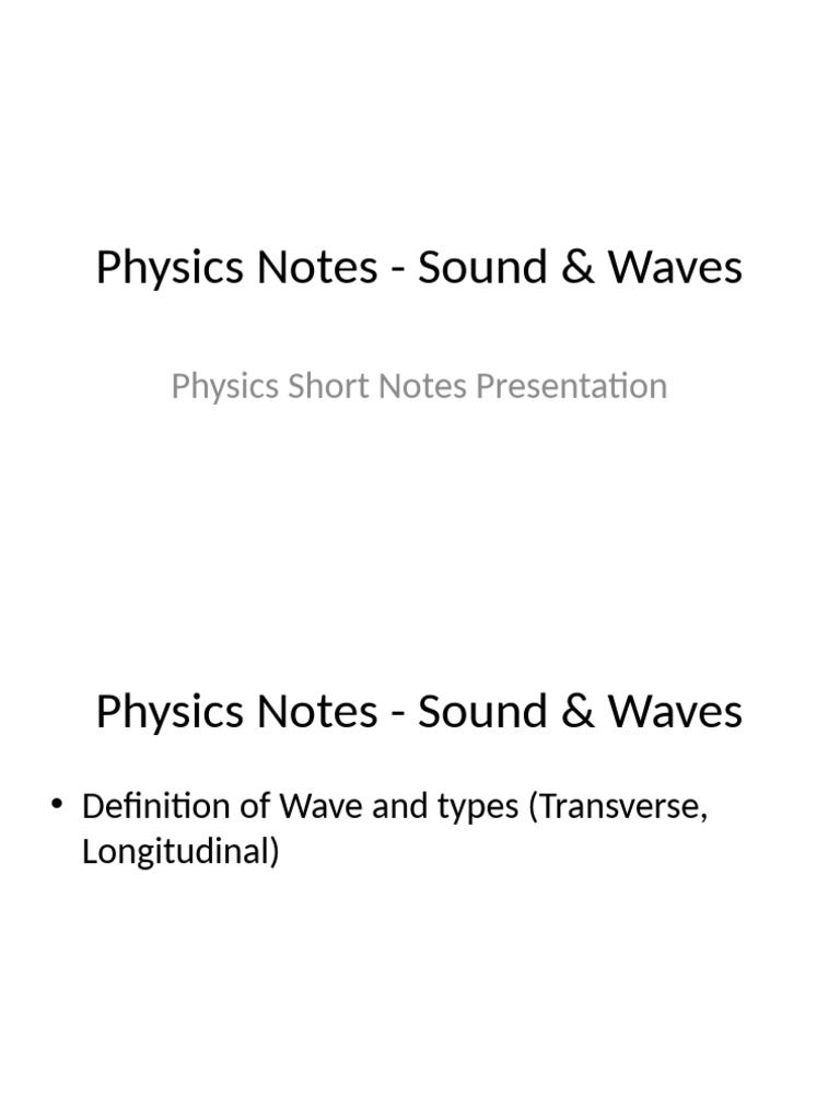Physics Notes - Sound & Waves | PDF