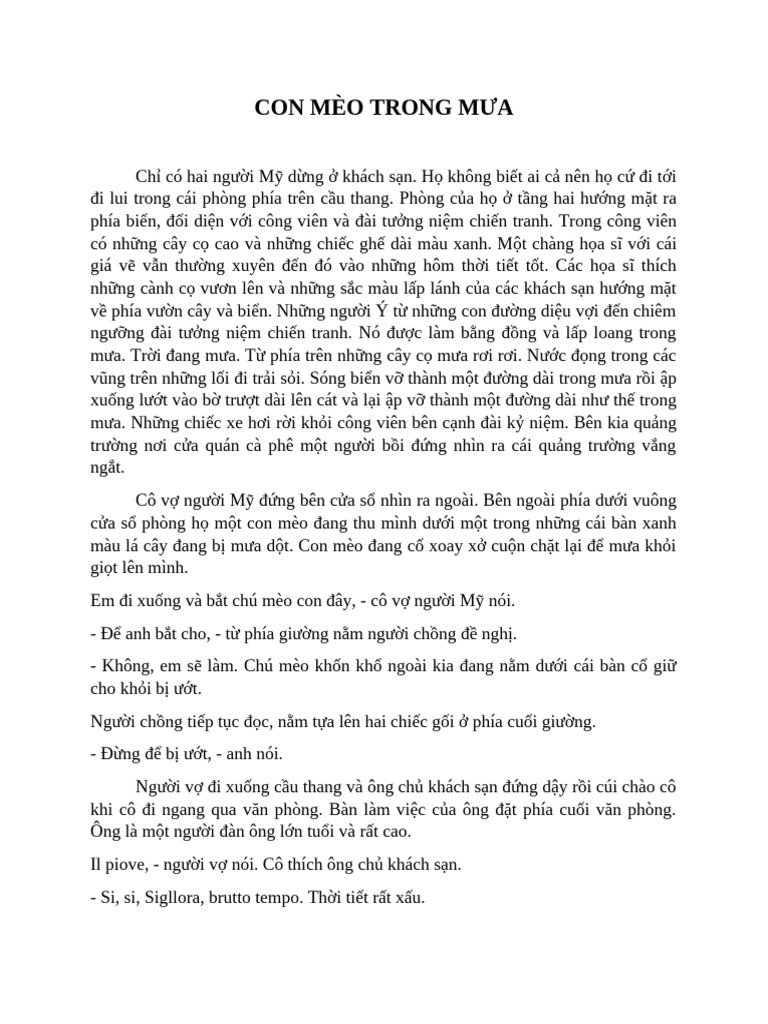 Con Mèo Trong Mưa | PDF