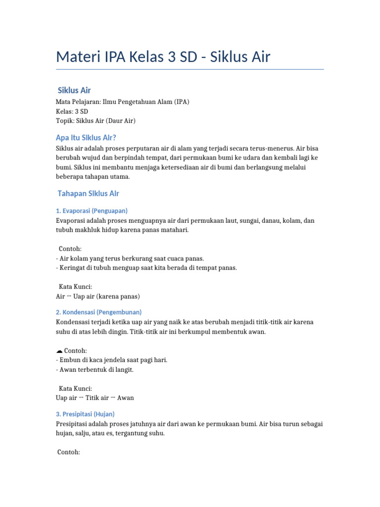 Materi Siklus Air Kurikulum Merdeka | PDF