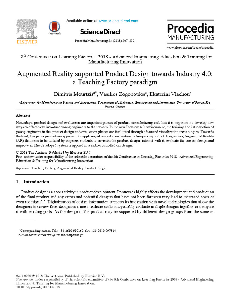 Augmented Reality Supported Product Design Towards Industry 4.0 | PDF ...