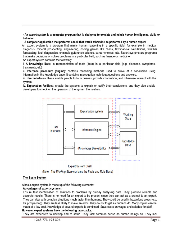 ZIMSEC Expert System Revision Notes | PDF | Expert | Medical Diagnosis