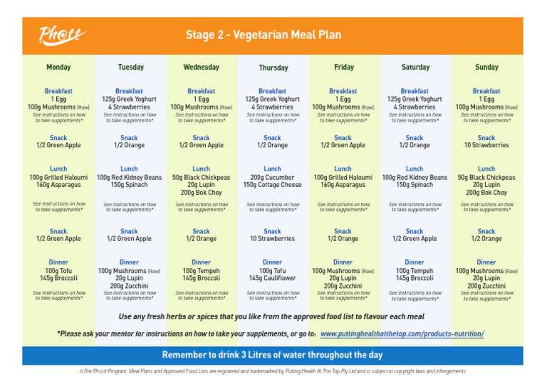 Vegetarian STAGE 2 Meal Plan | PDF | Lunch | Cuisine