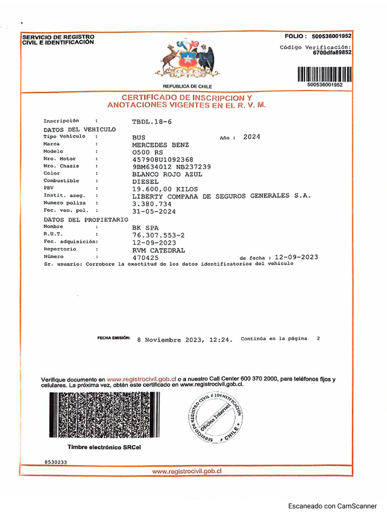 CERT Inscripcion TBDL - 18 | PDF