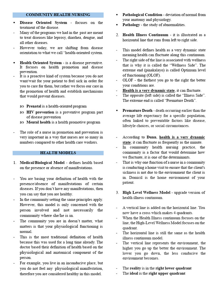 Community Health Nursing Models Explained | PDF | Happiness