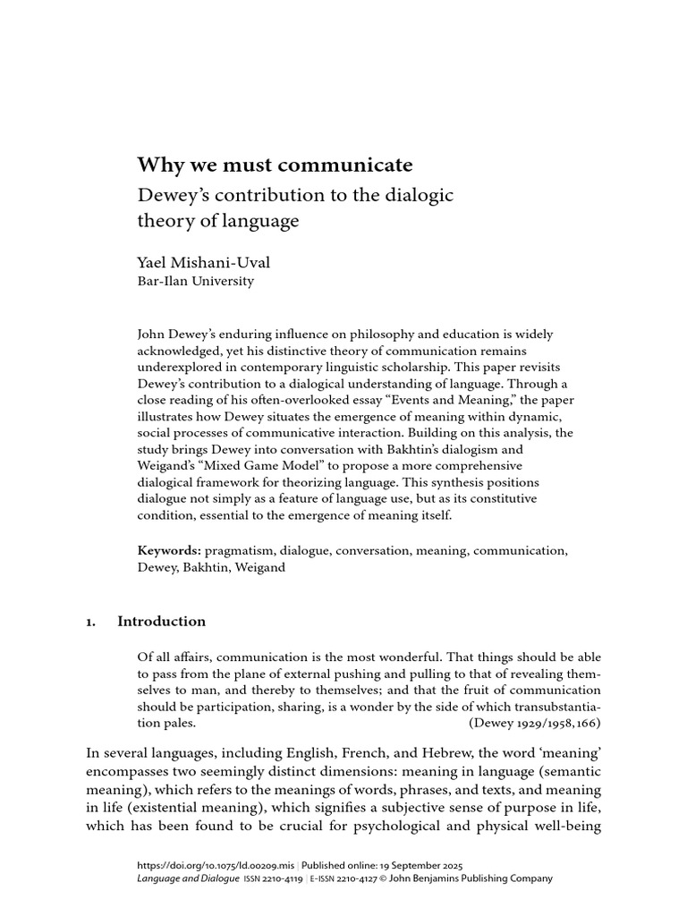 76331.why We Must Communicate | PDF | Pragmatism | Semantics