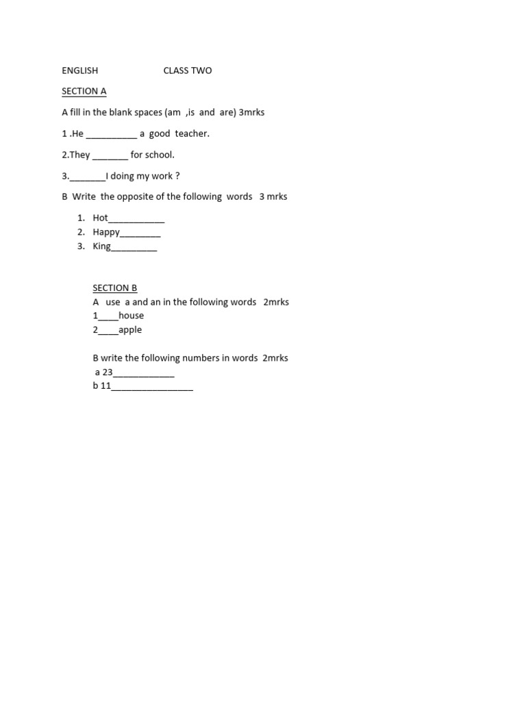 English Class Two | PDF