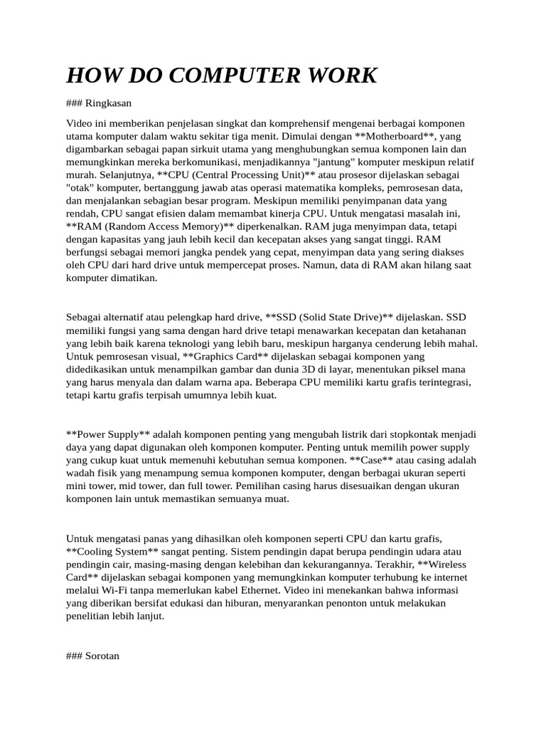 HOW DO COMPUTER WORK | PDF