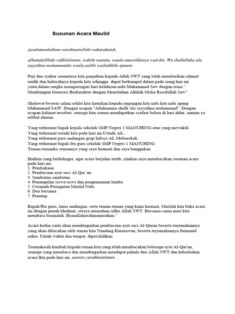 Susunan Acara Maulid | PDF
