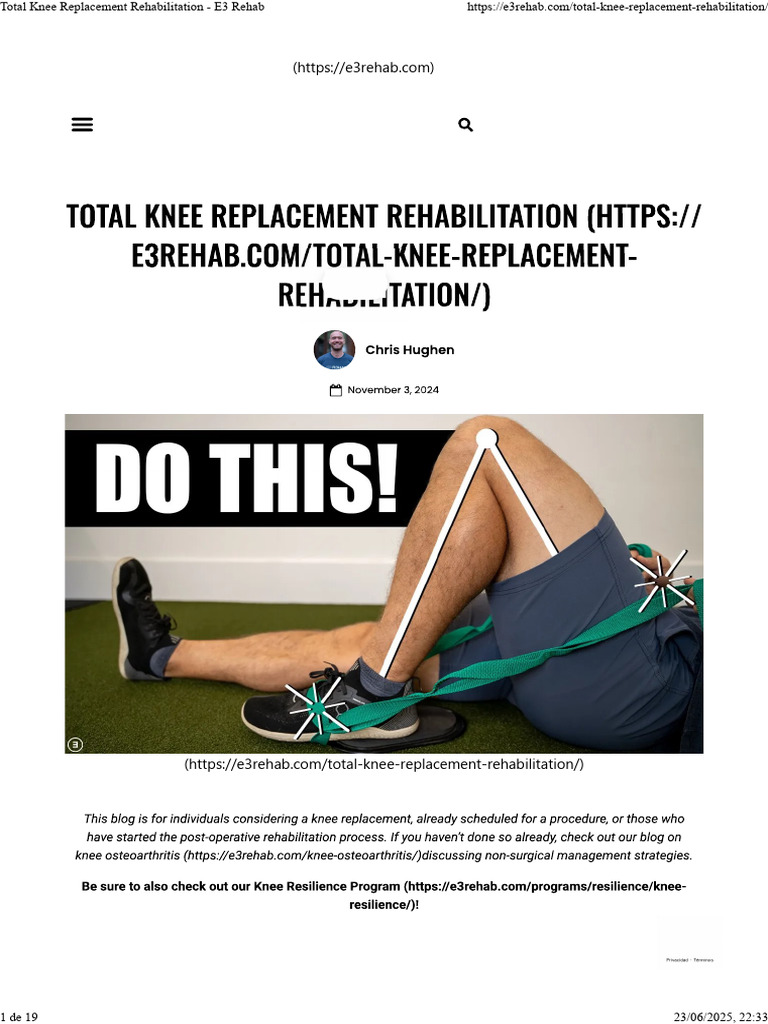 Total Knee Replacement Rehabilitation | PDF | Joints | Knee
