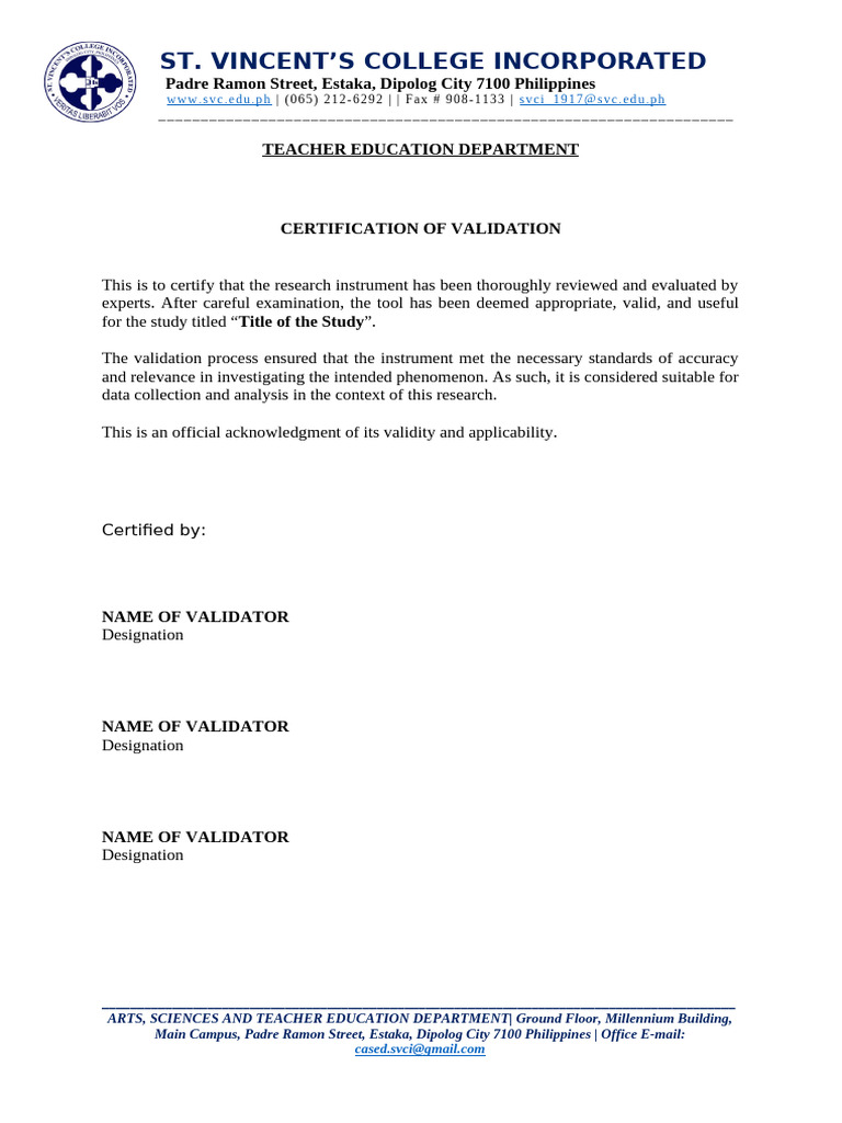 Certificate of Validation | PDF