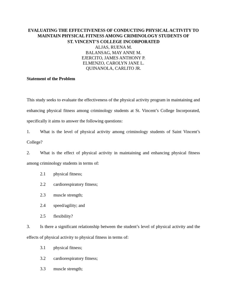 Questionnaire PA and PF | PDF | Physical Fitness | Physical Exercise