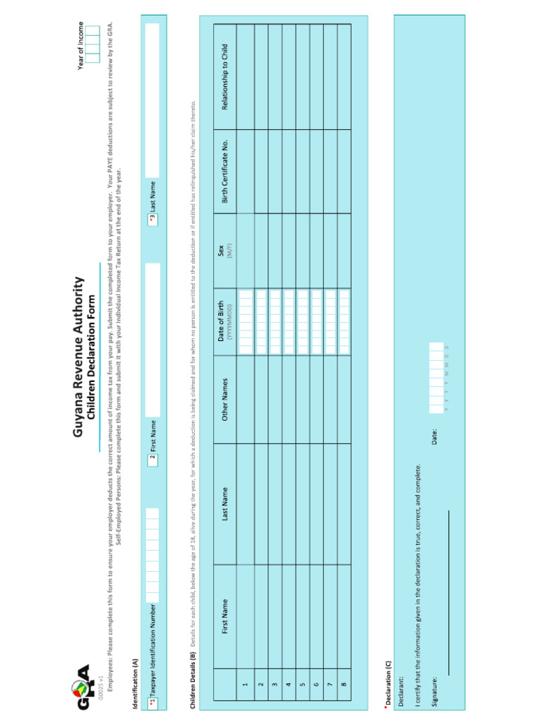 Blank Child Declearation Form | PDF
