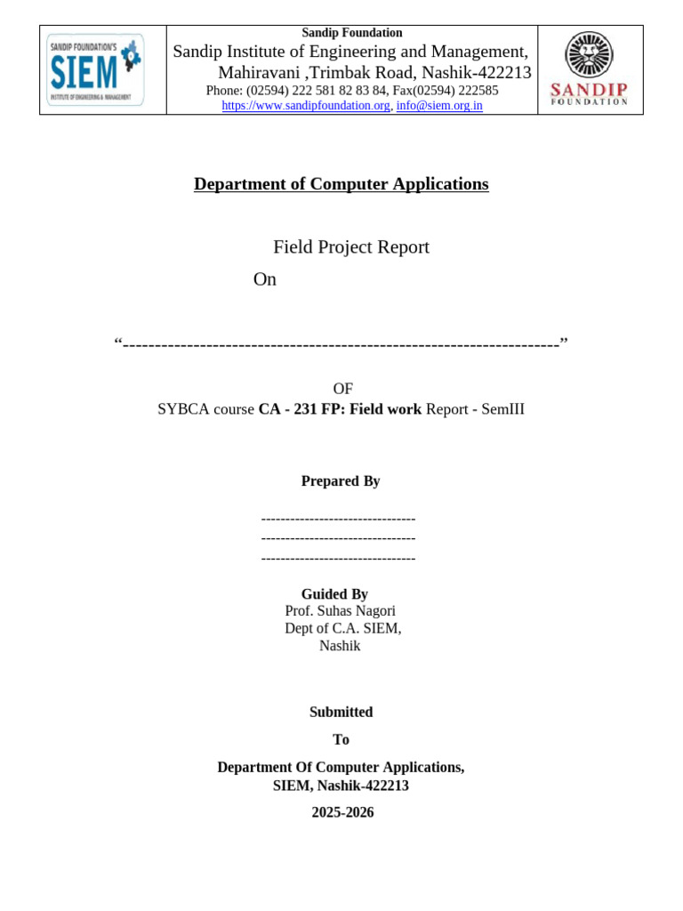 Project Report Front Page | PDF