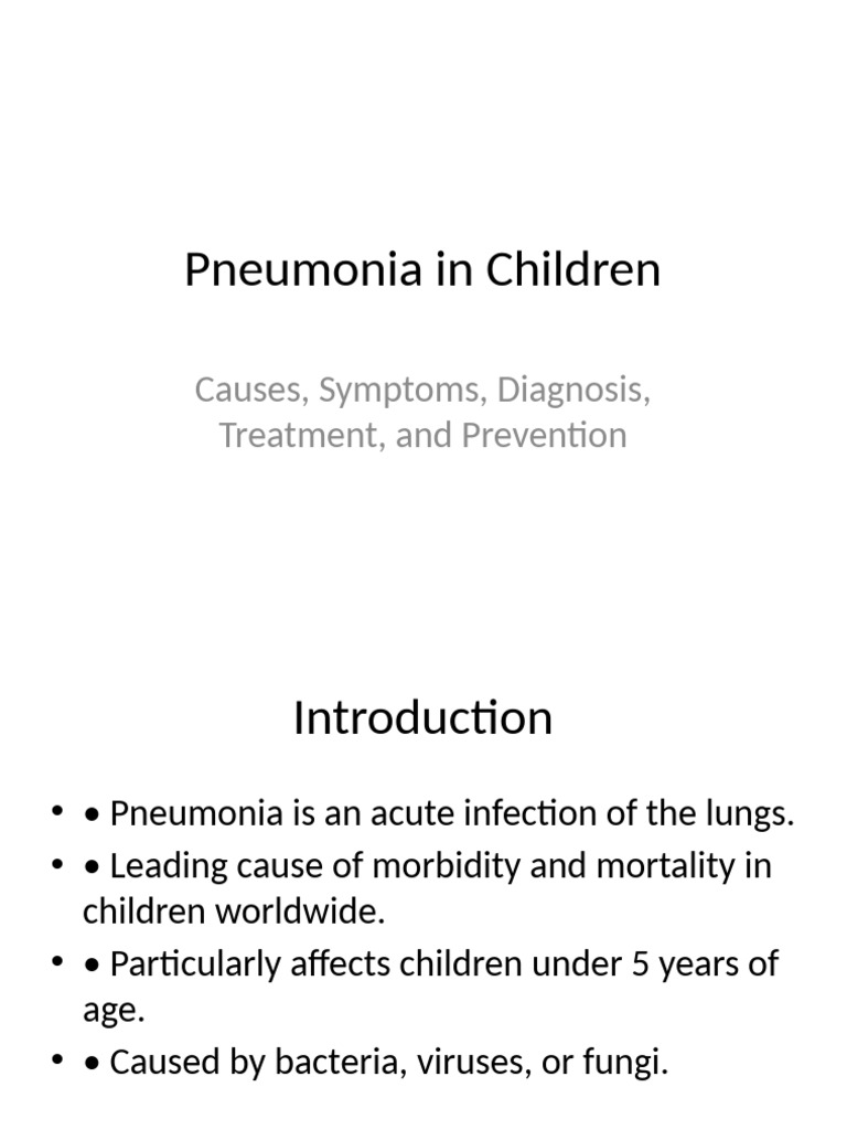 Pneumonia in Children: Causes & Care | PDF