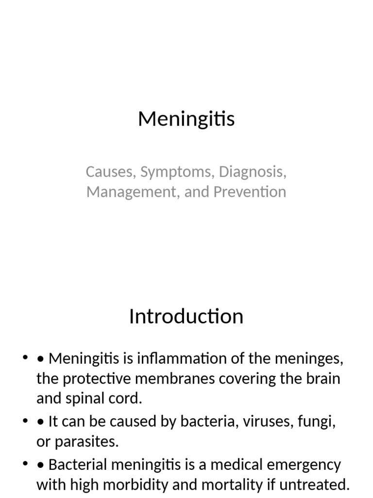 Meningitis Presentation | PDF