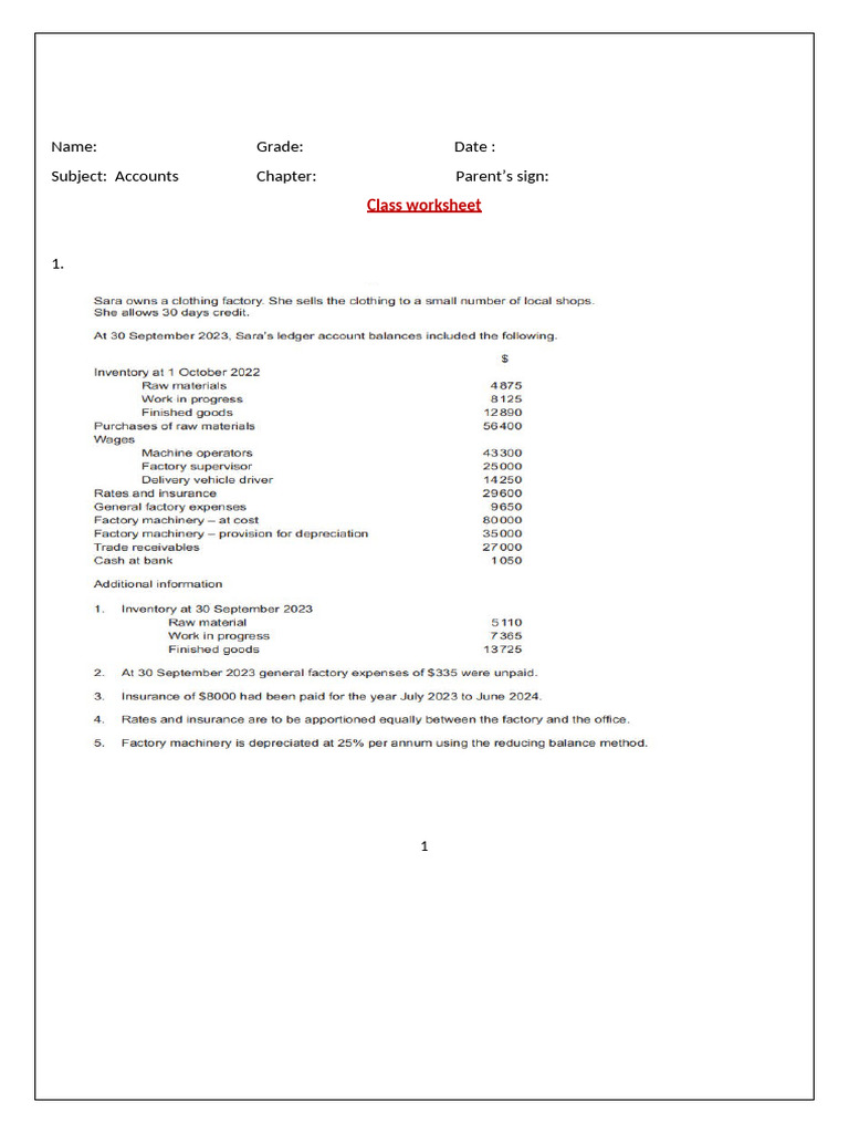 Accounts Worksheet With MS - Manufacturing Accounts | PDF | Cost Of ...
