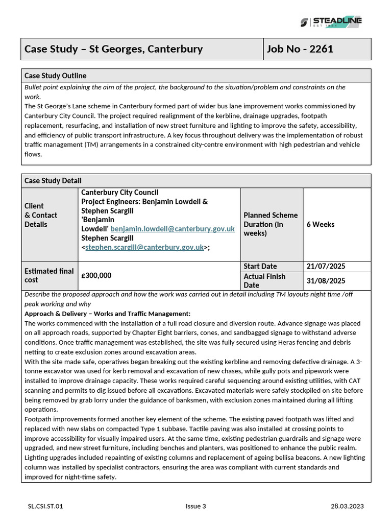 SL. CSI - st.01 Case Study Information Sheet ST Georges | PDF | Traffic ...